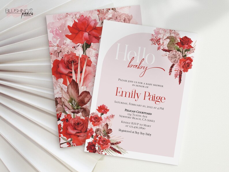 Editable Red and Pink Baby Shower Invitation Little - Etsy