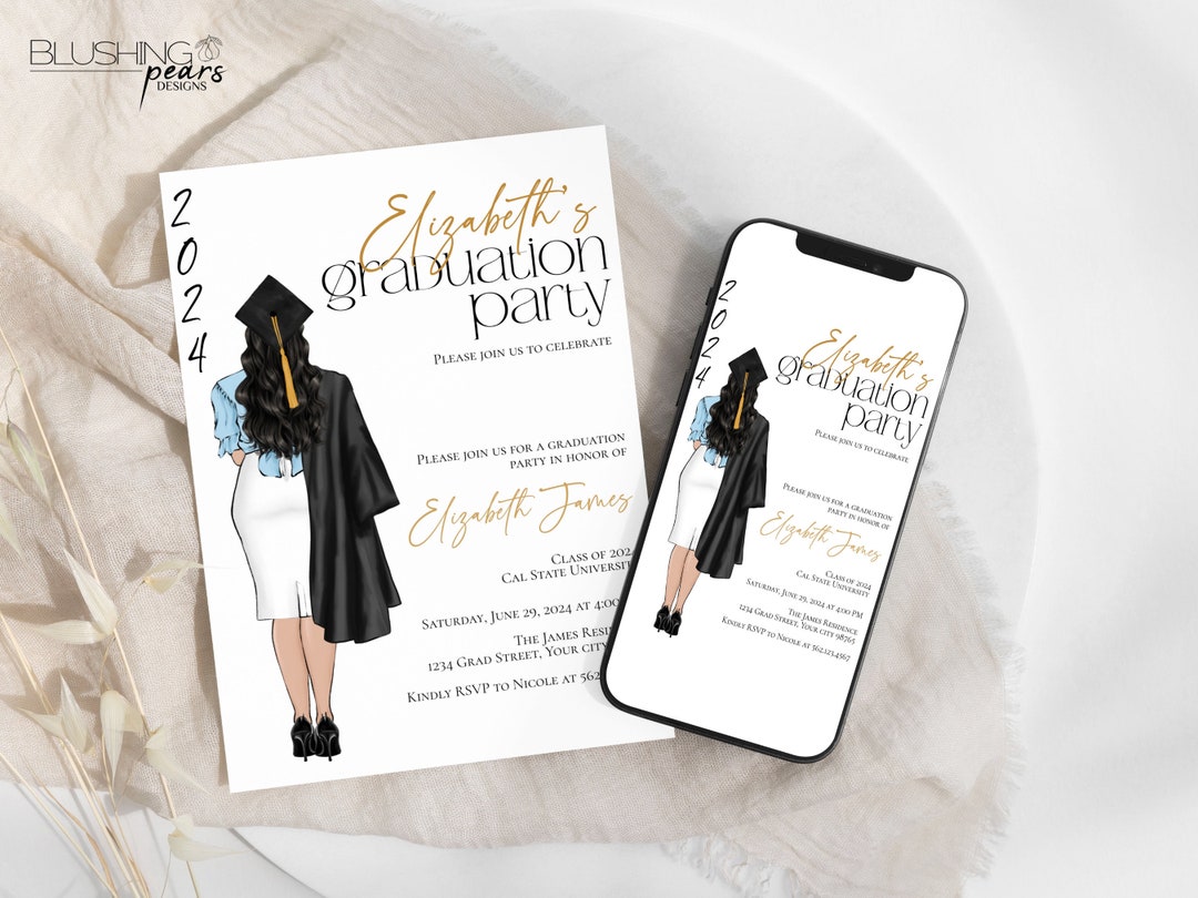 Personalized Curvy Girl Graduation Invitation, Class of 2025 Graduation ...