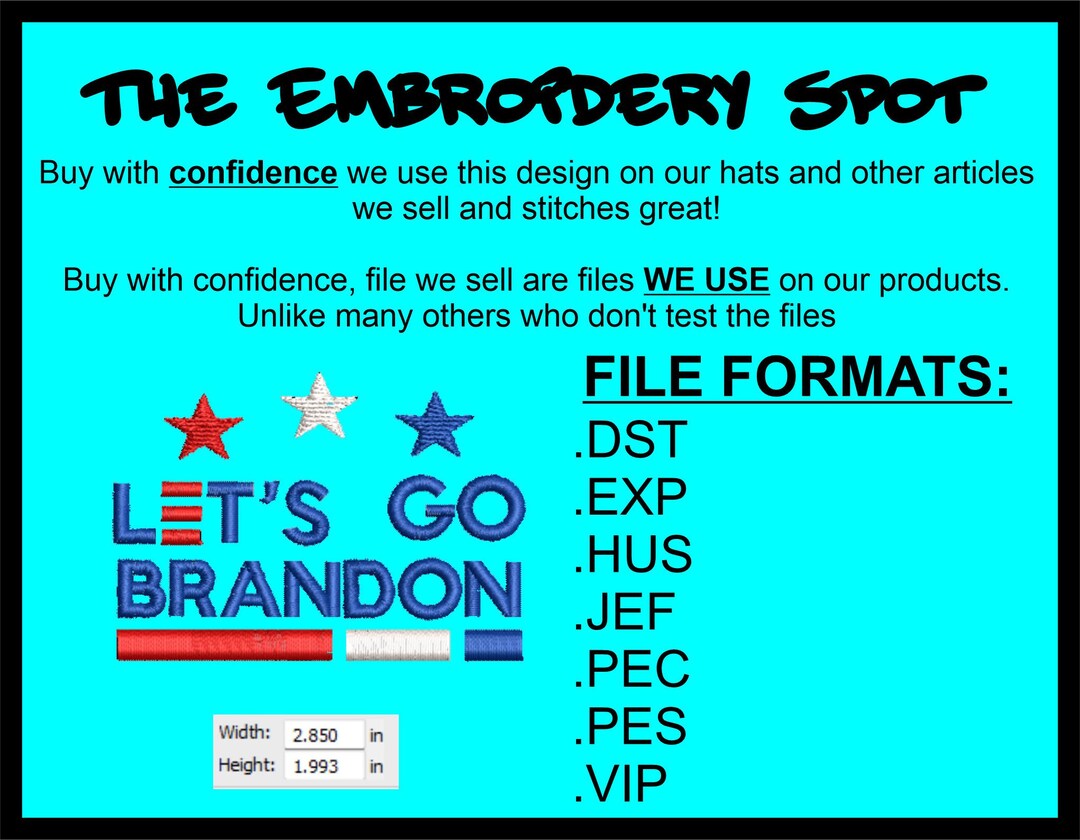LET'S GO BRANDON Machine Embroidery Design Files | Instant Download | 7 ...