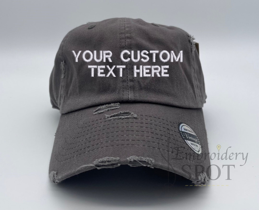 Personalize Hat | DISTRESSED Baseball Cap Hat | Custom Embroidered Hat ...