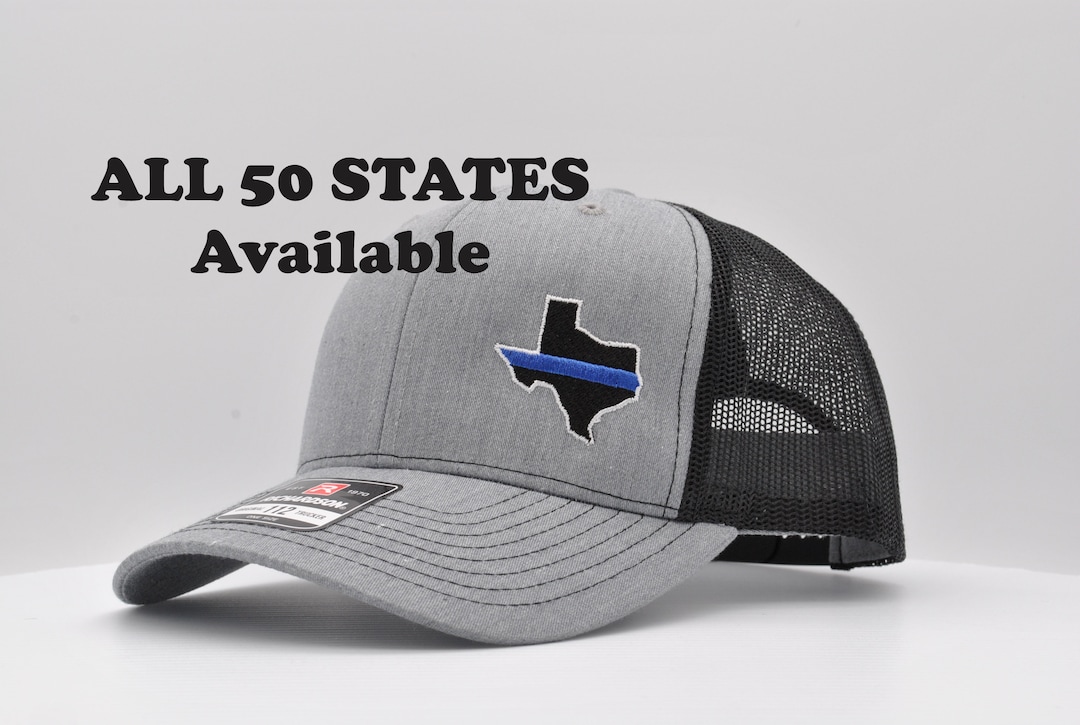 Thin Blue Line States Embroidered Trucker Hats. All 50 States Available ...