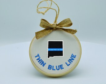 Police Thin Blue Line Christmas Tree Ornaments Machine Embroidery ...