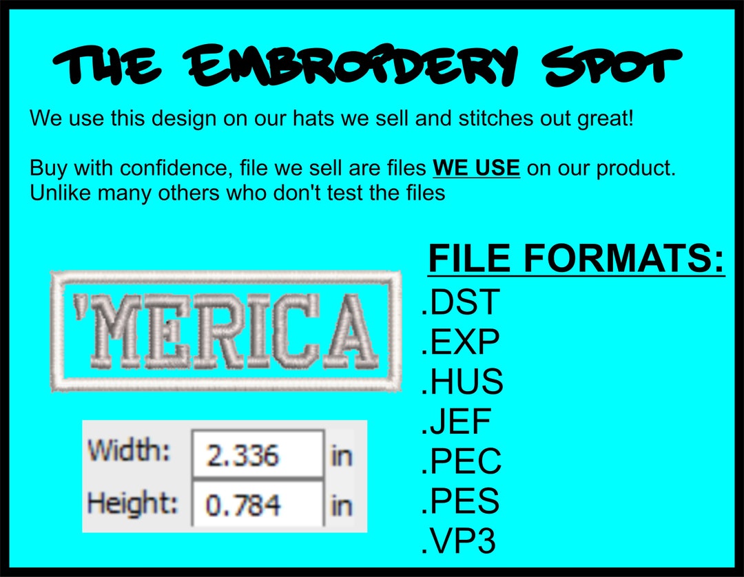 Merica Machine Embroidery Design | Instant Download | 7 Format Files - Etsy
