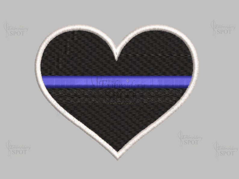Thin Blue Line Heart Machine Embroidery Design Instant | Etsy