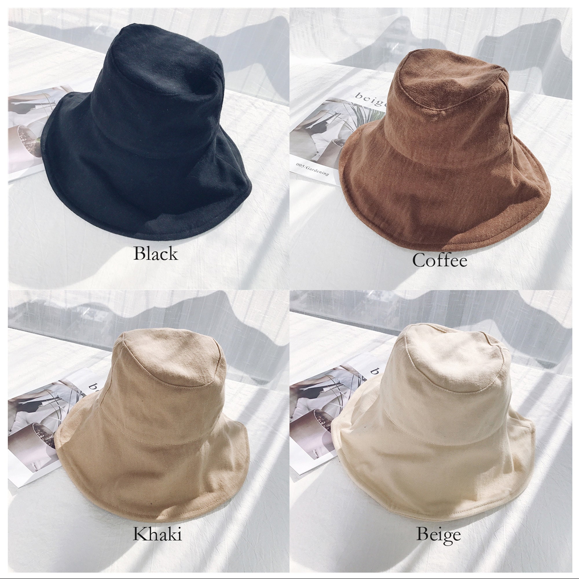 Beige Bucket Hat Wide Brim Bucket Hats Fisherman Hat - Etsy Canada