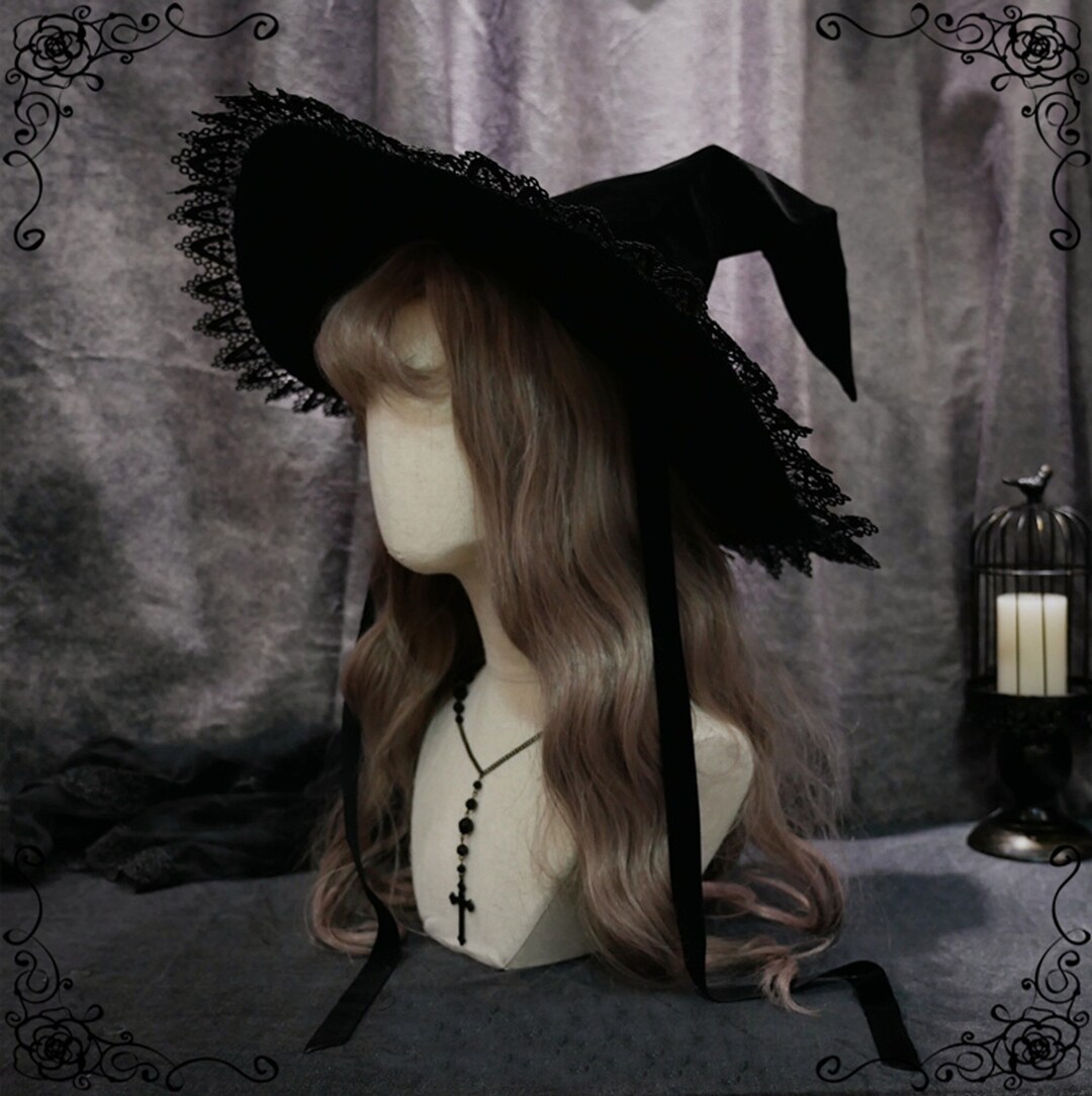 Simple Handmade Black Halloween Witch Hat, Gothic Magic Costume ...