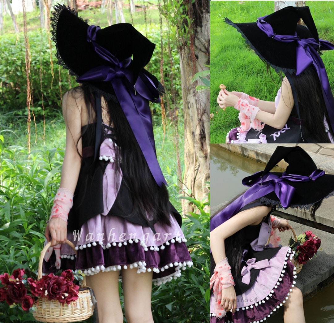 Halloween Witch Hat, Gothic Magic Costume Accessories Props Vintage ...