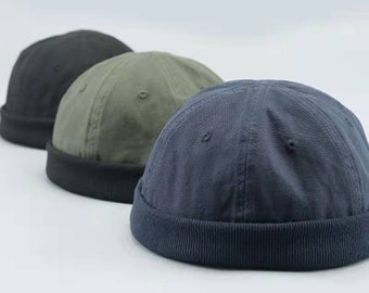 Vintage Docker Cap Brimless Hat Beanie Hats Cotton Retro | Etsy