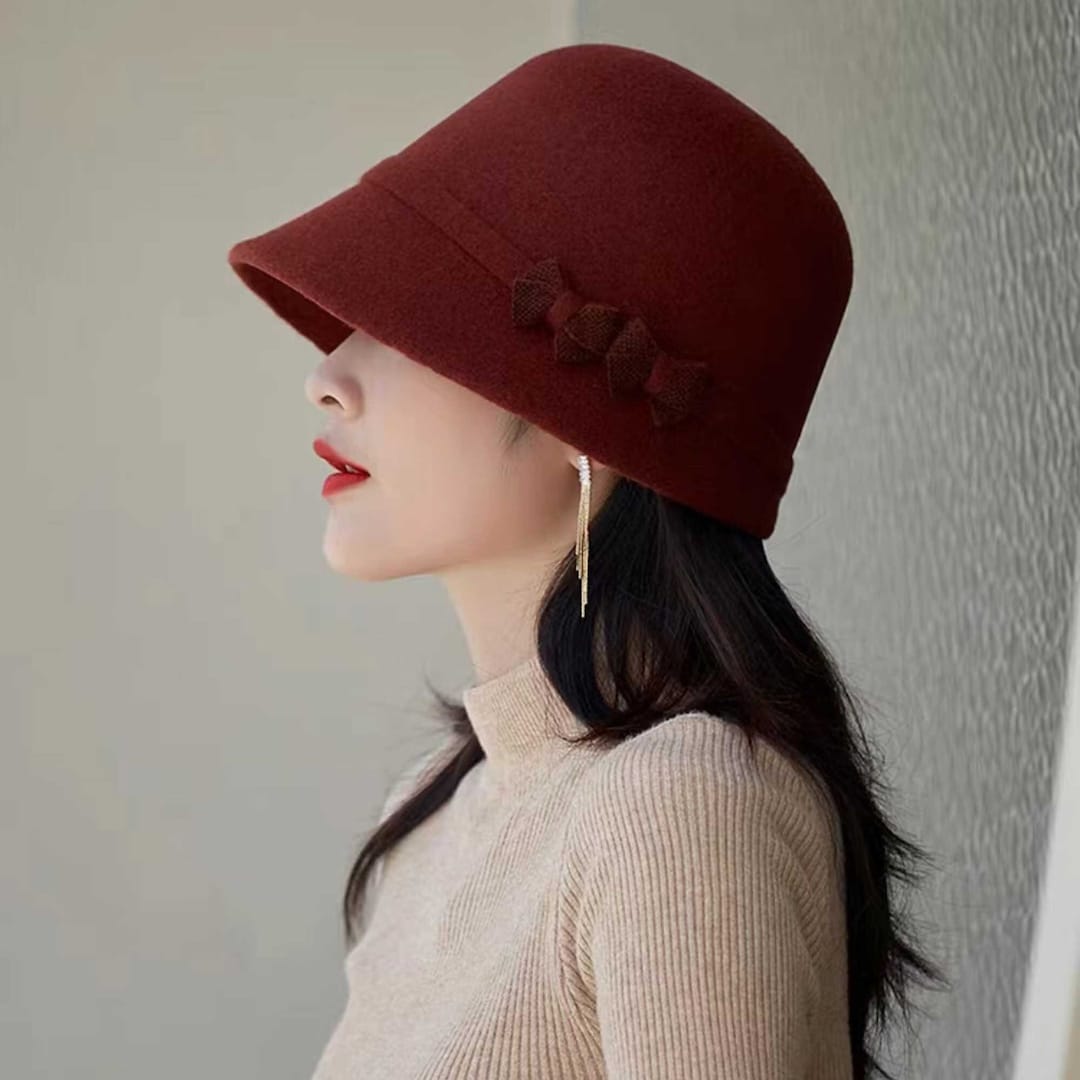 Handmade Wool Hat, Wool Blend Bucket Hat for Women, Spring Fall Winter ...