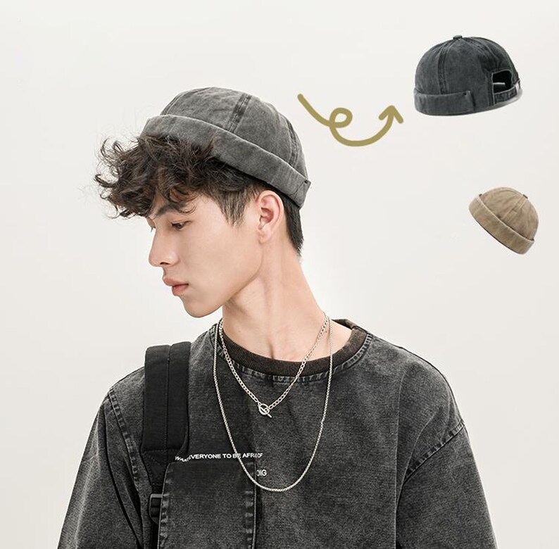 Vintage Docker Cap Brimless Hat Beanie Hats Cotton Retro - Etsy