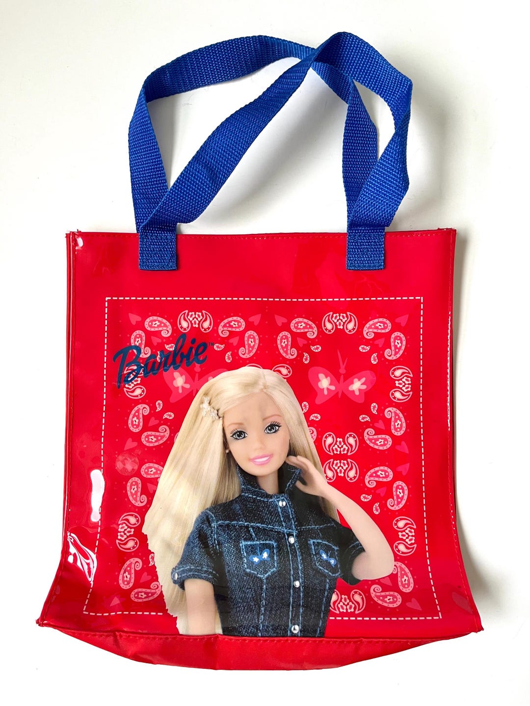 Vintage Barbie Tote Bag - Red Blue Denim Look Y2K 2000 Mattel Nylon - Etsy
