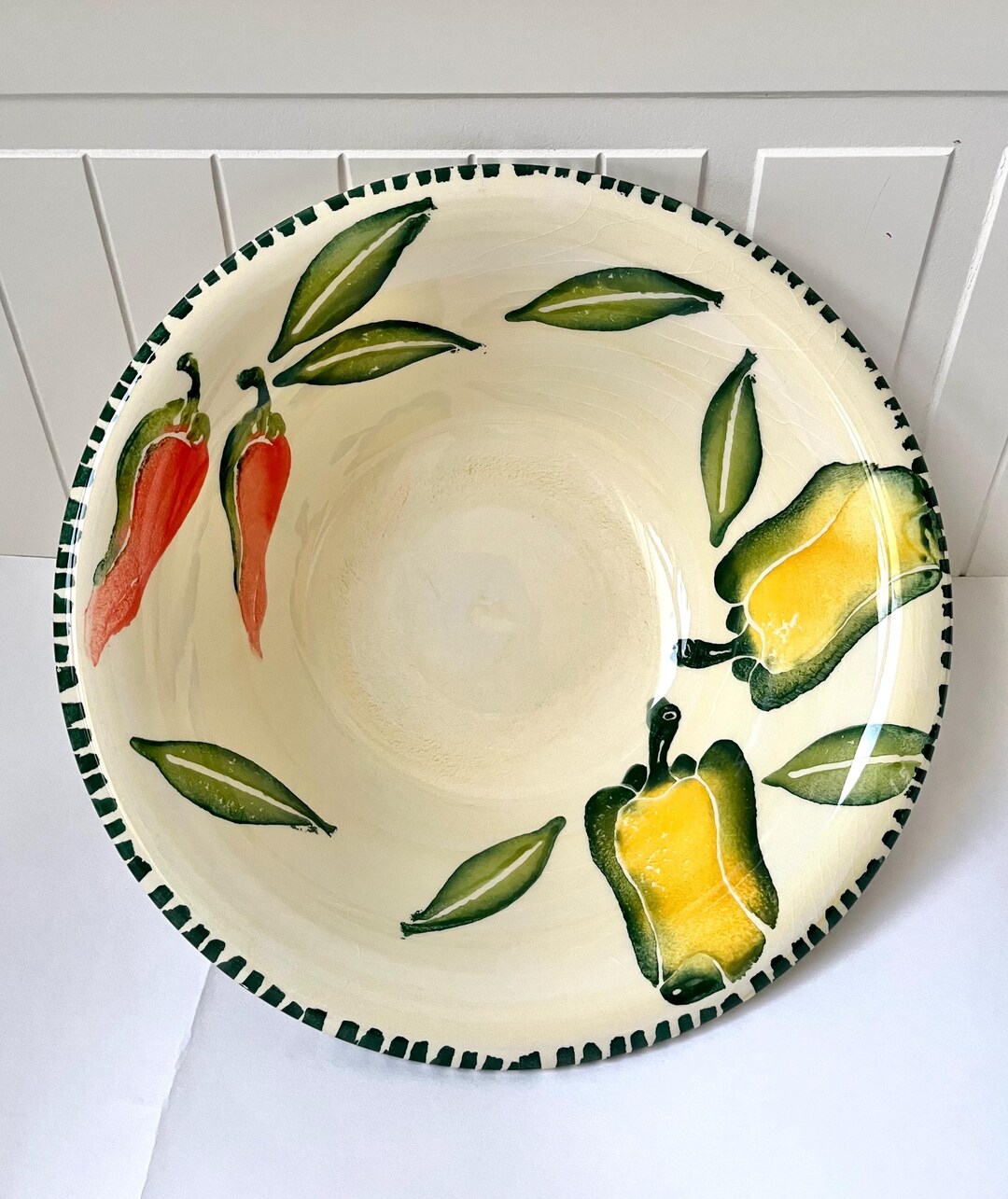 Vintage Hand-painted Ceramica Italy Pasta Bowl Vegetables 10” Bowl ...