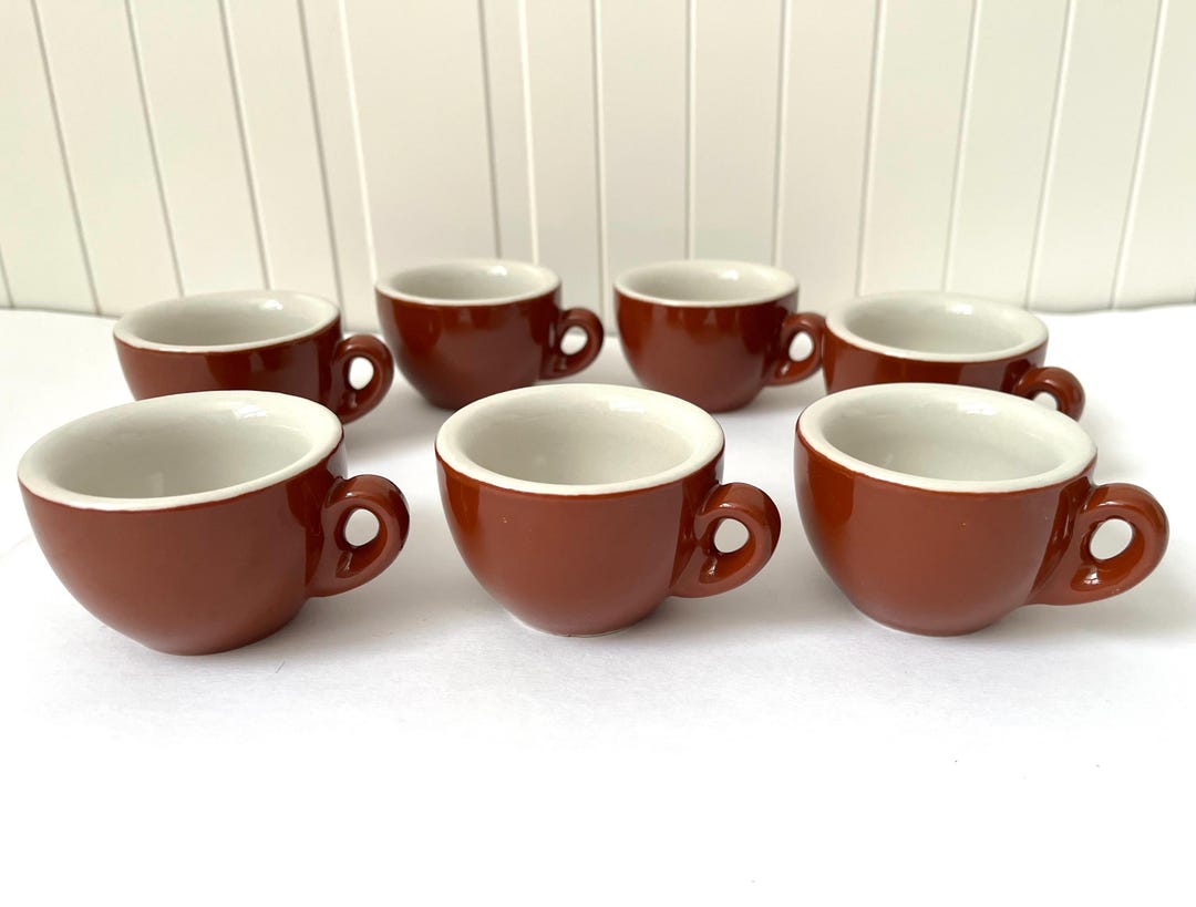 7x Vintage THICK Brown Espresso Cups Only Made in Italy | Nuova Point ...