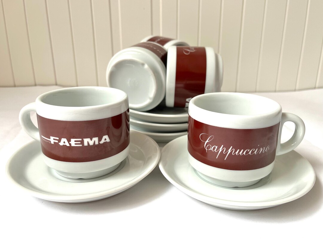 Set of 5 Faema IPA Italy Cappuccino Coffee Latte Cups - Thick Porcelain ...