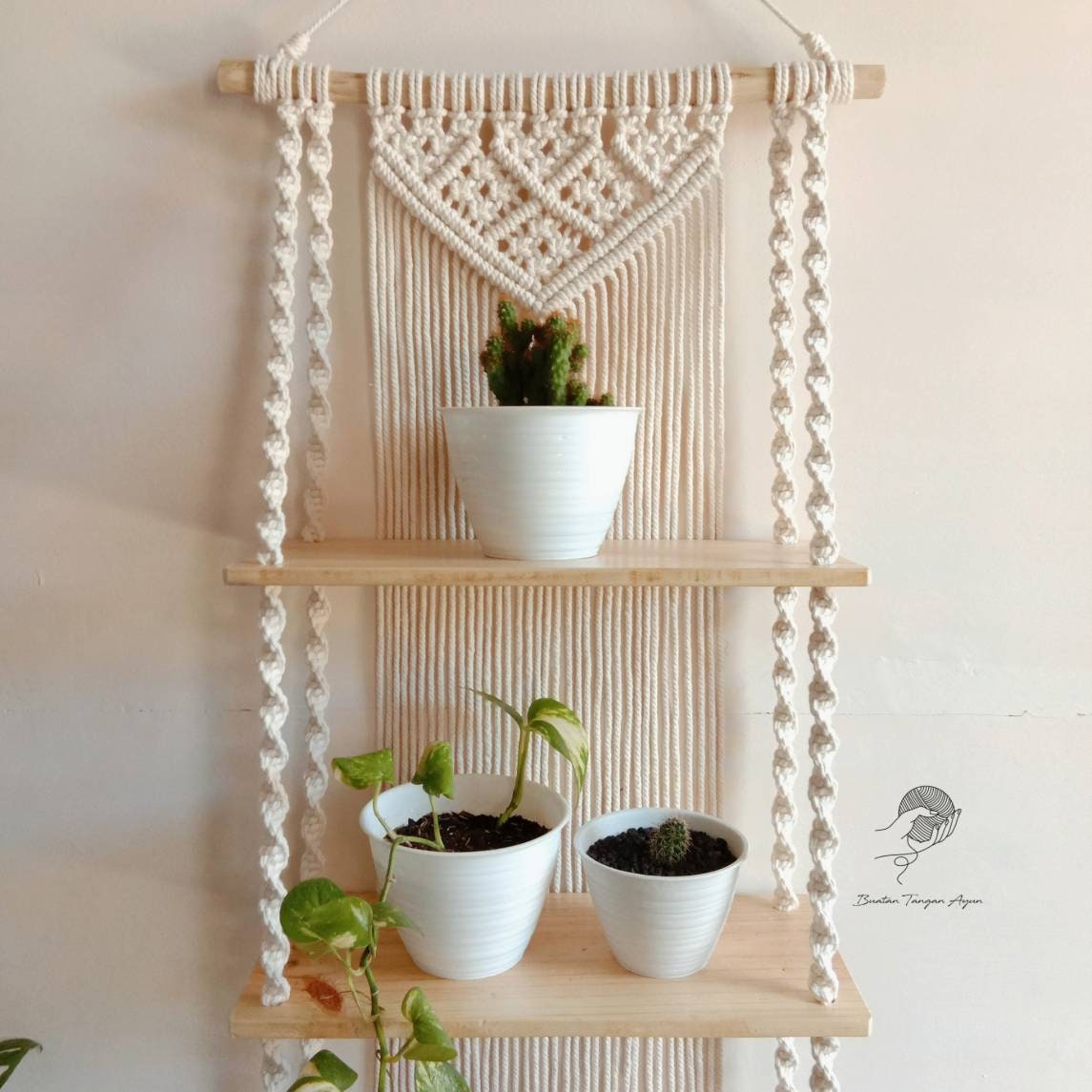 3 Tier Macrame Shelf Hanging Macrame Shelves Wall Hanging Bohemian Wall Decor Gifts for Her Plant Hanger Etsy