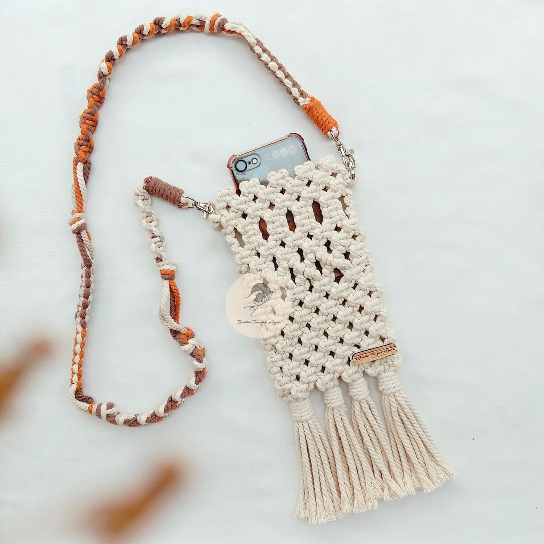 Macrame Bag, Sling Bag Handmade Craft, Boho Cell Phone, Christmas Gifts ...