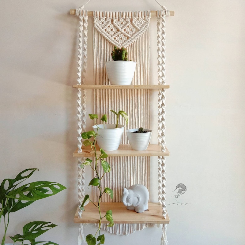 Macrame Bookshelf - Etsy