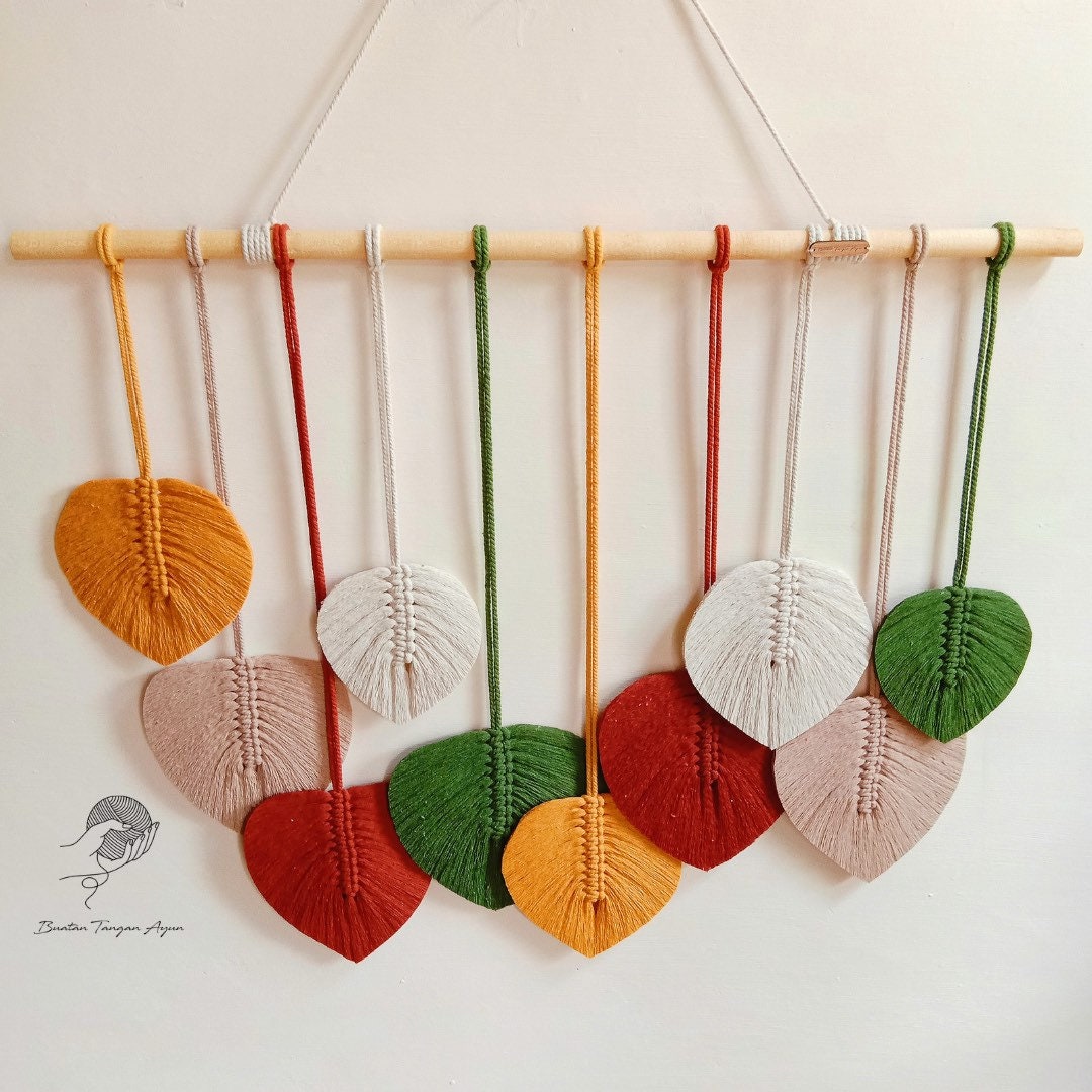 Leaves Macrame Wall Hanging, Leaf Pattern, Earth Tone Boho Decor, Art ...
