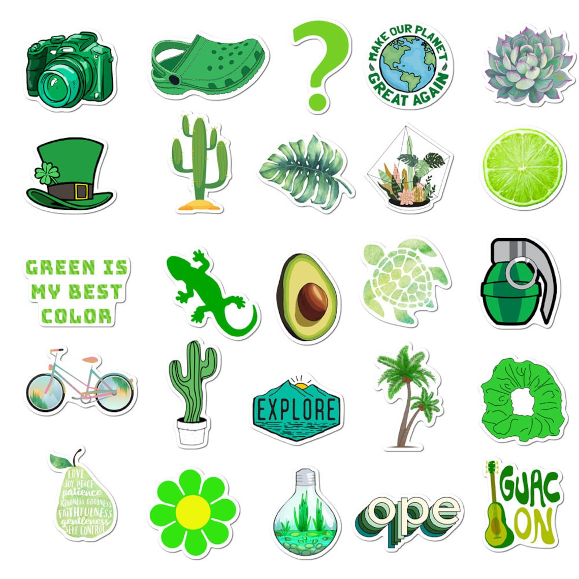 50pcs Cute Green Sticker Pack for Laptop Water | Etsy