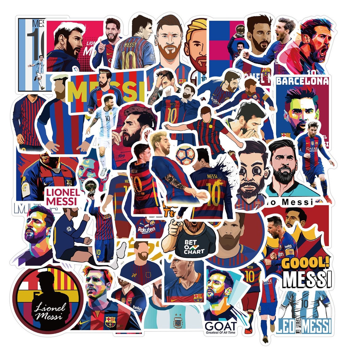 50pcs Lionel Messi Sticker Pack For Laptop Water Bottles | Etsy