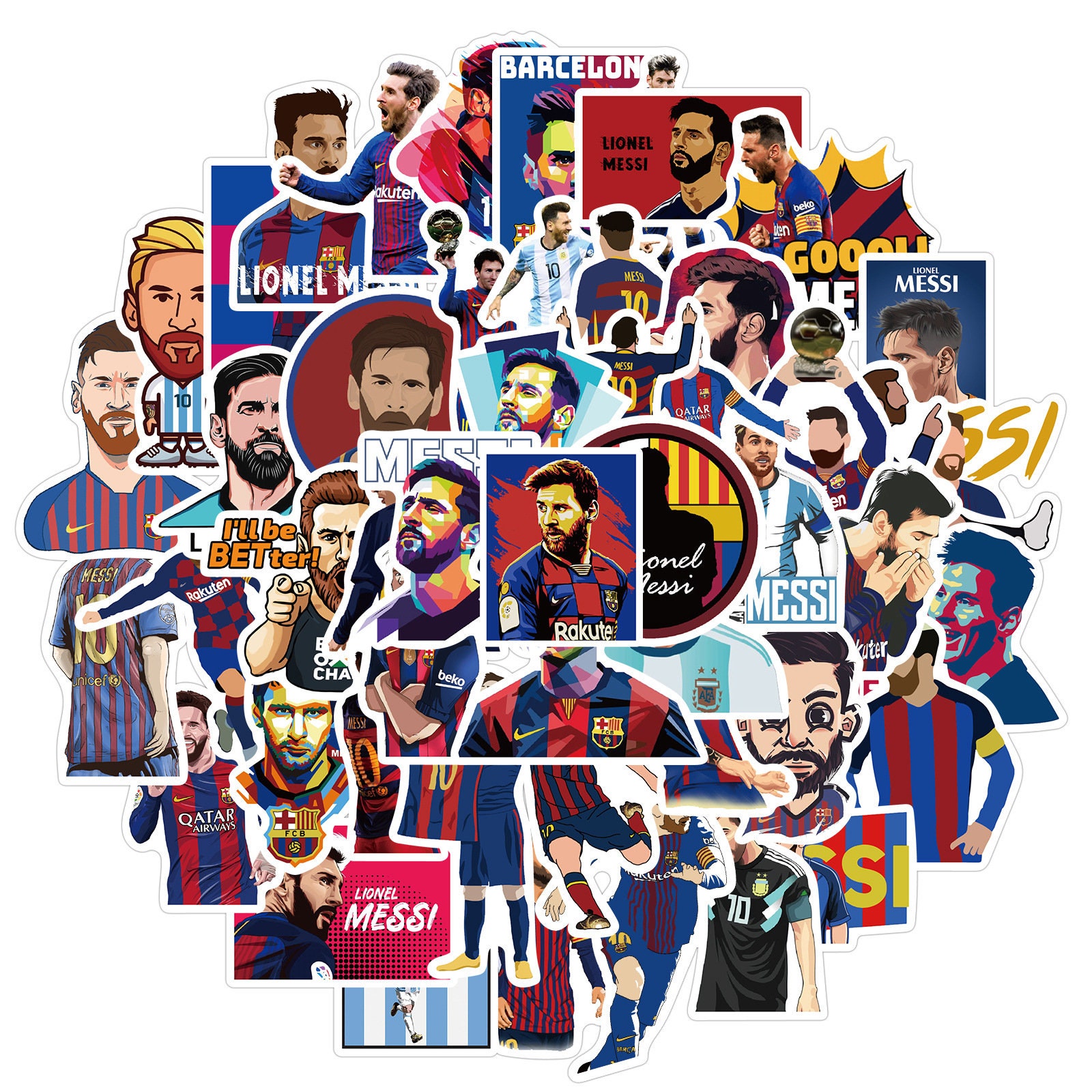 50pcs Lionel Messi Sticker Pack For Laptop Water Bottles | Etsy