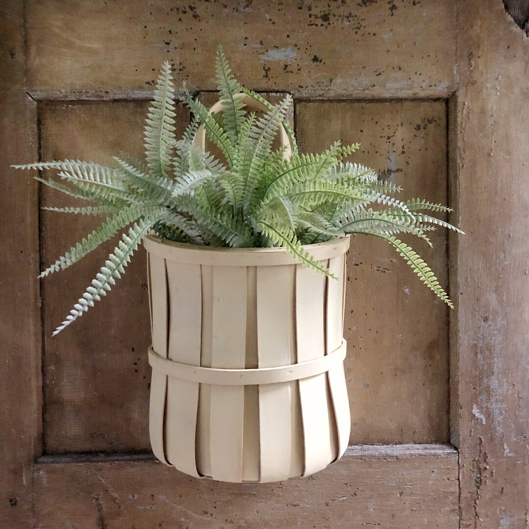 Vintage Slatted Wood Wall Basket - Etsy