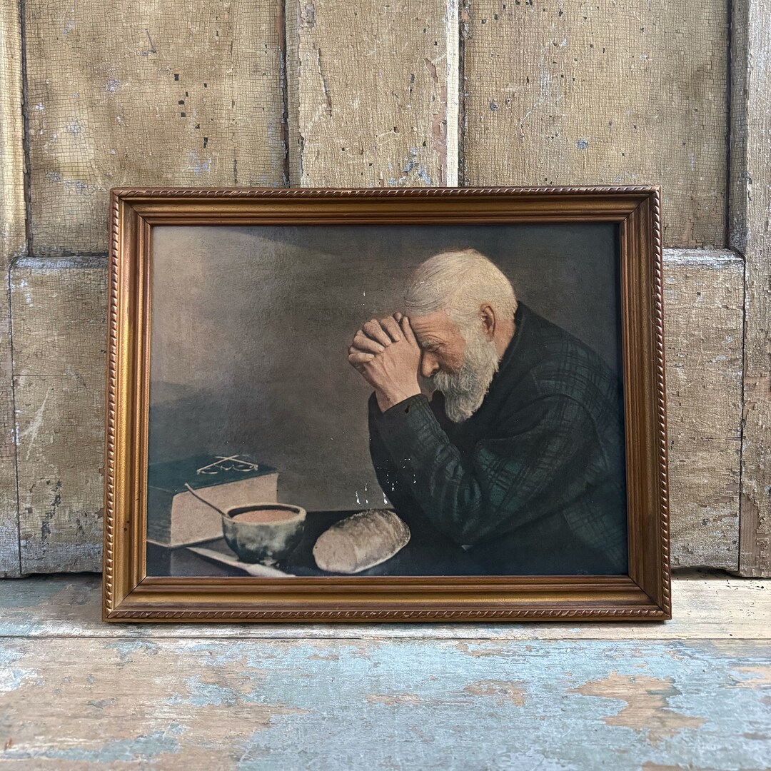 Eric Engstrom Grace Art - Vintage Framed Art - Old Man Praying Over ...