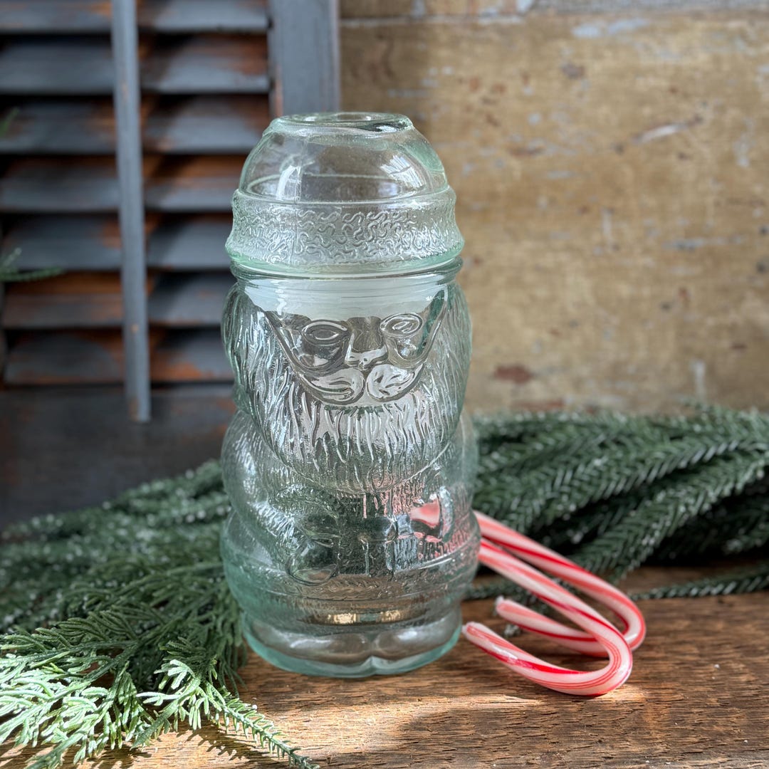Vintage Libbey Santa Jar With Lid – Christmas Treat Container - Etsy