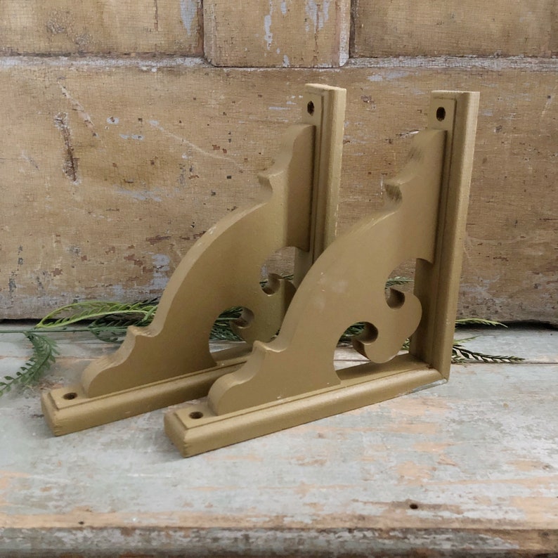 Vintage Painted Shelf Brackets With Beautiful Design - Etsy