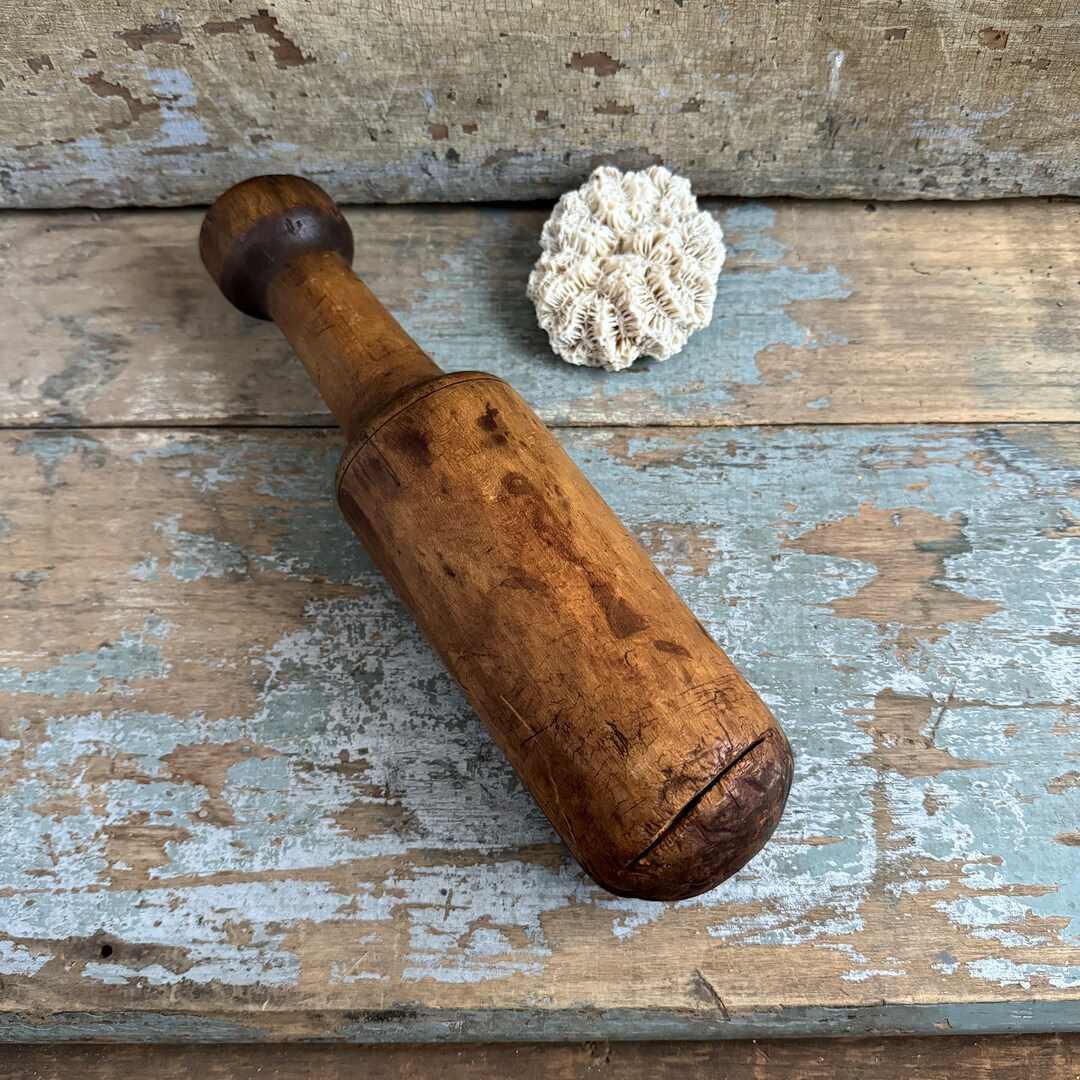 Large Rustic Pestle Primitive Wood Masher, Muddler Farmhouse Kitchen ...
