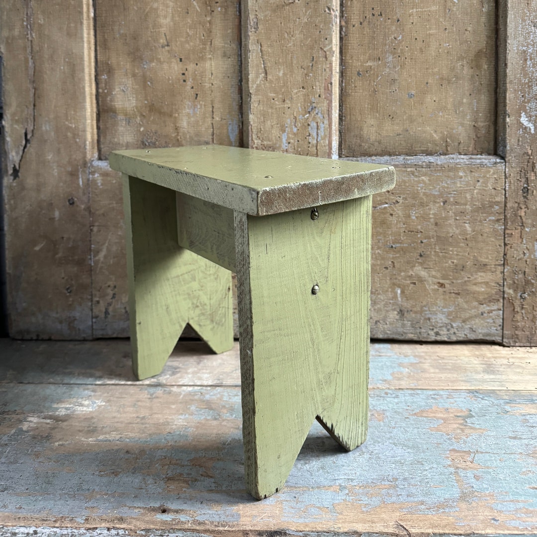 Vintage Green Wooden Stool Rustic Decor Primitive Green Stool - Etsy