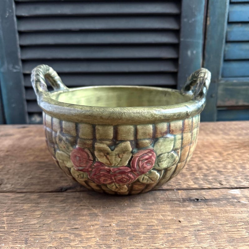 Antique Red Rose Pottery - Etsy