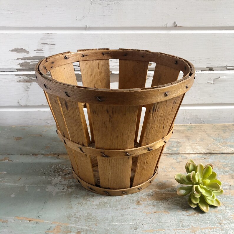 Vintage Wood Slat Basket for Plant - Etsy