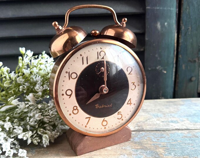 Vintage Gabriel Copper Clock - Vintage Mid-century Alarm Clock - Dual ...