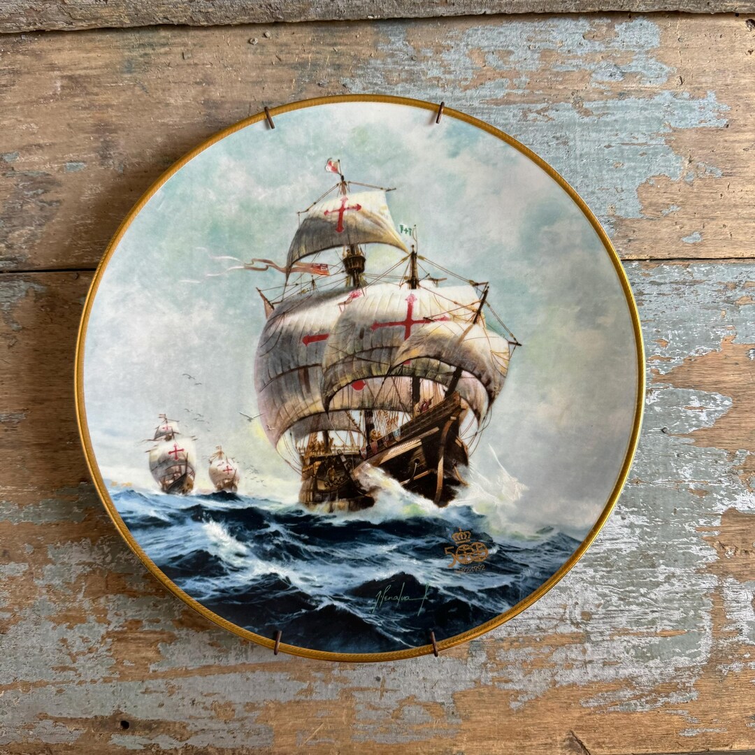 Vintage Ship Plate, Limited Edition 'under Full Sail', Columbus ...