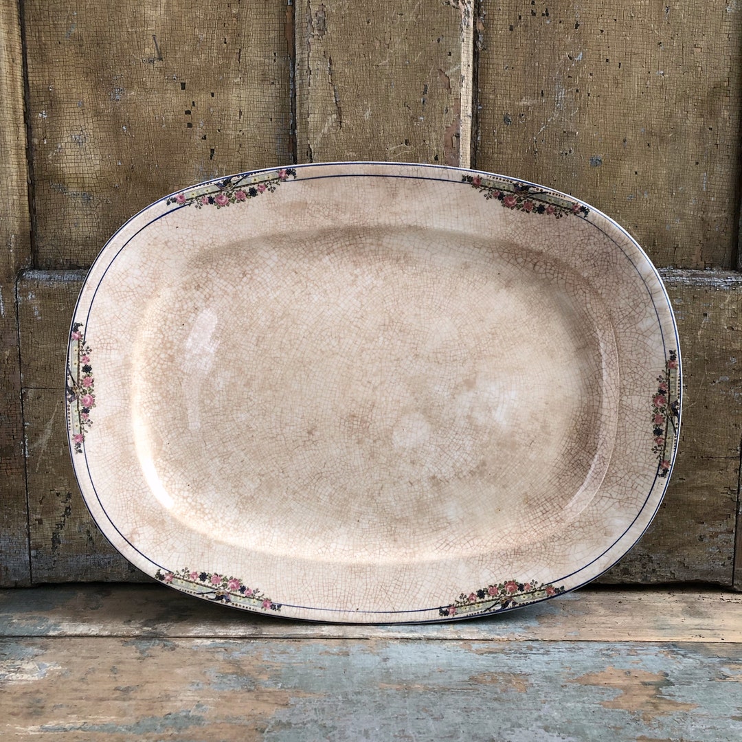 Large Stained and Crazed Ironstone Platter Heavy Ironstone Platter ...