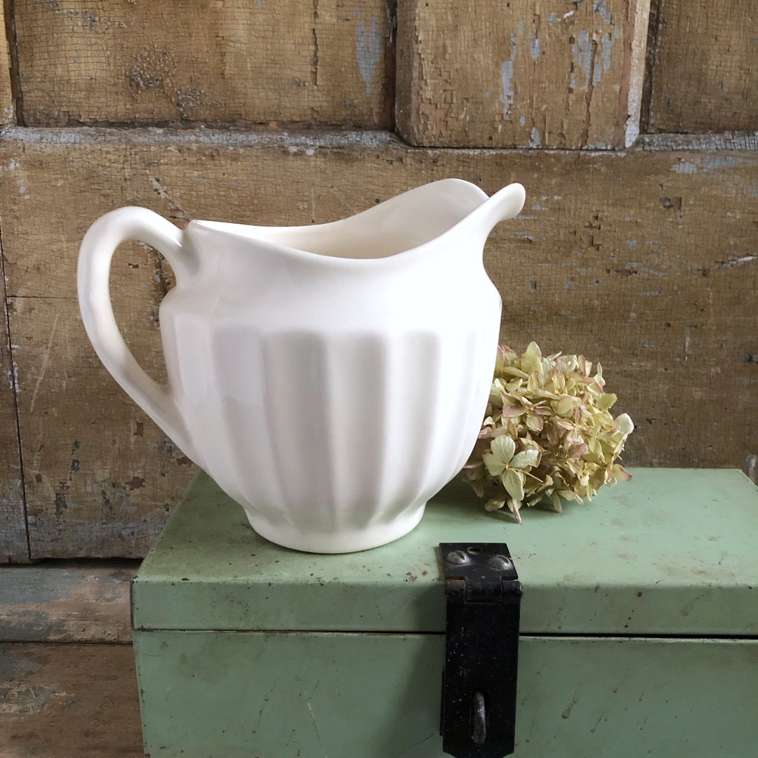 Vintage Cream Ribbed Pitcher Milk Pitcher USA Marking - Etsy
