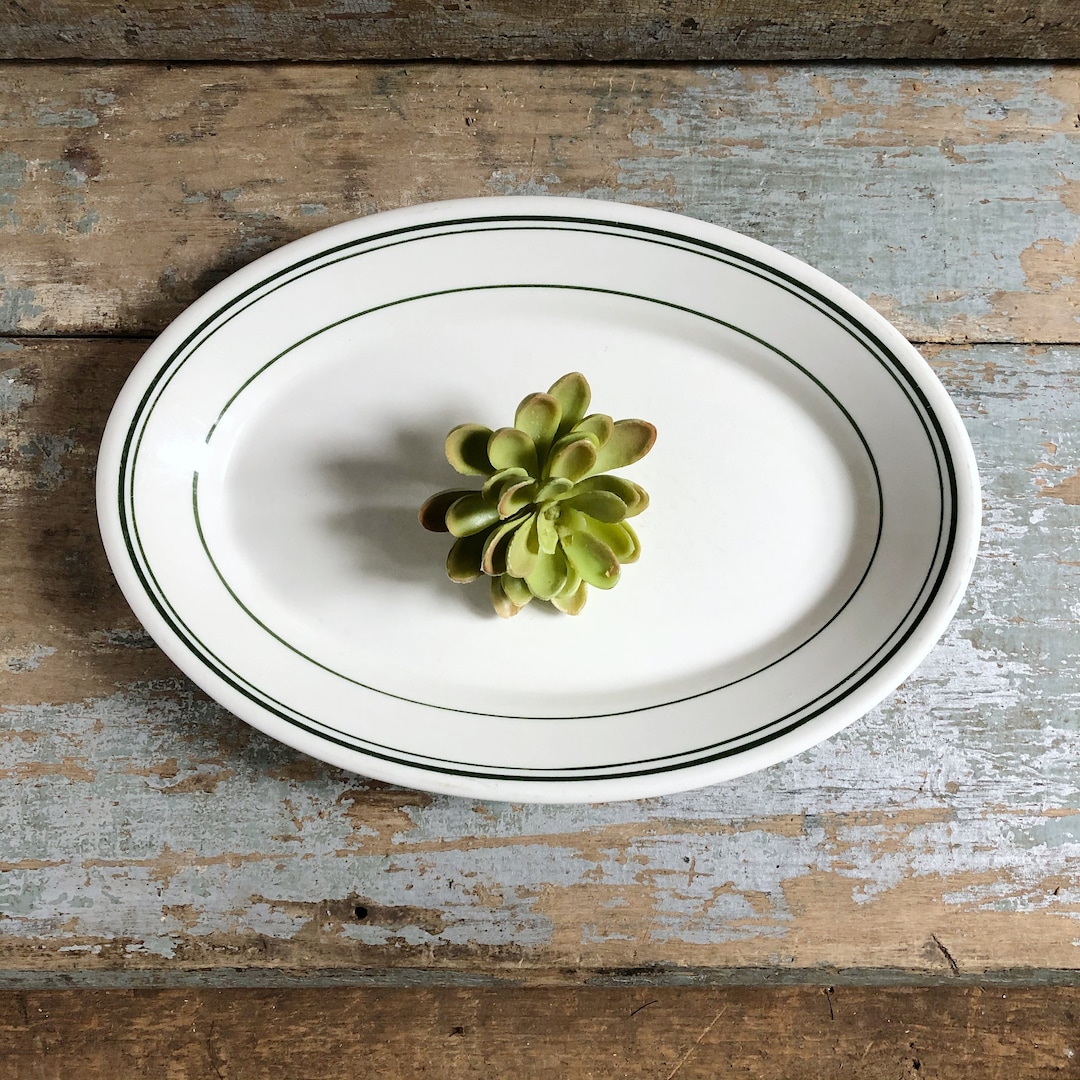 Homer Laughlin Restaurant Ware Platter - USA - Green and White - Etsy