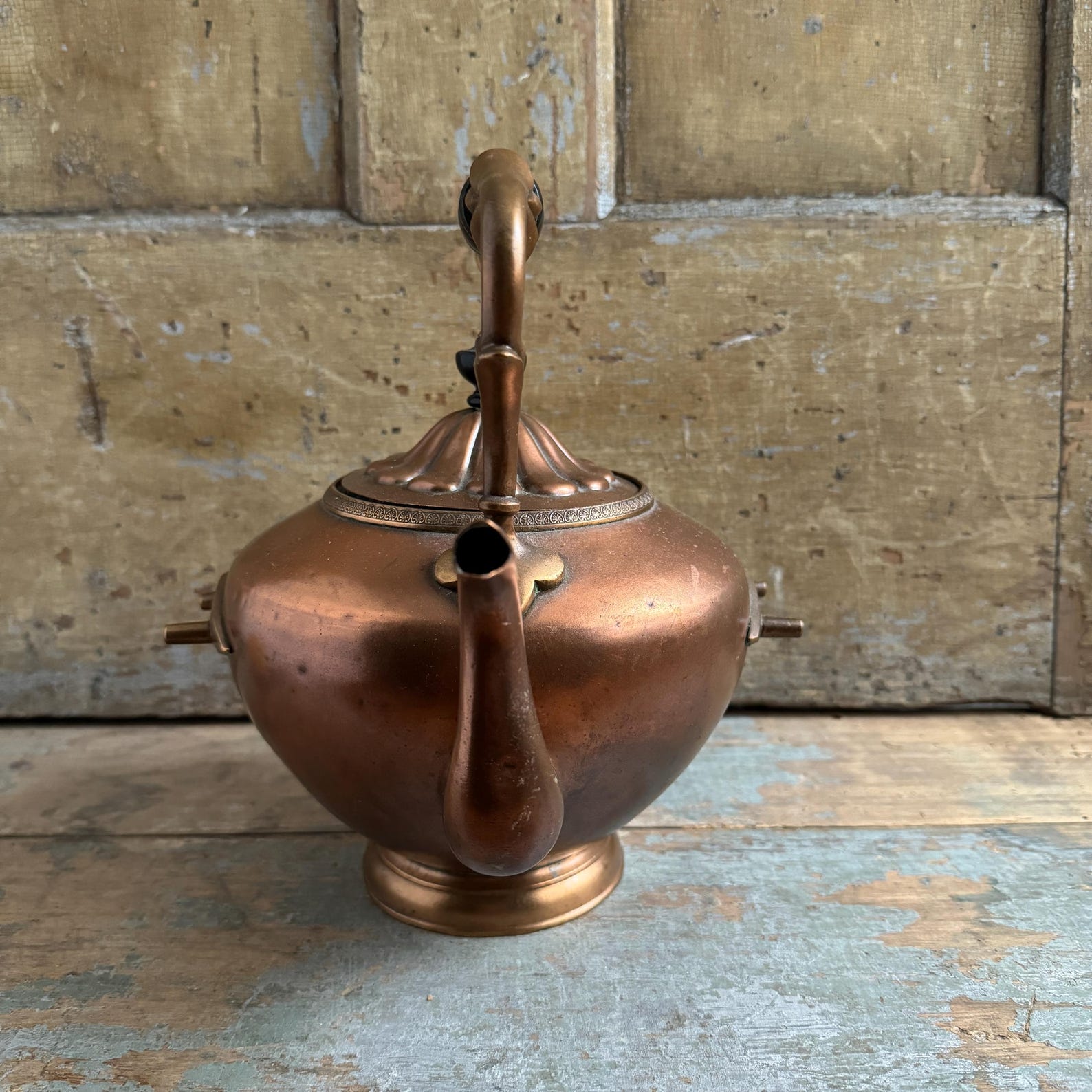 Vintage Ornate Copper Spirit Tea Kettle - Decorative Use Only - No ...