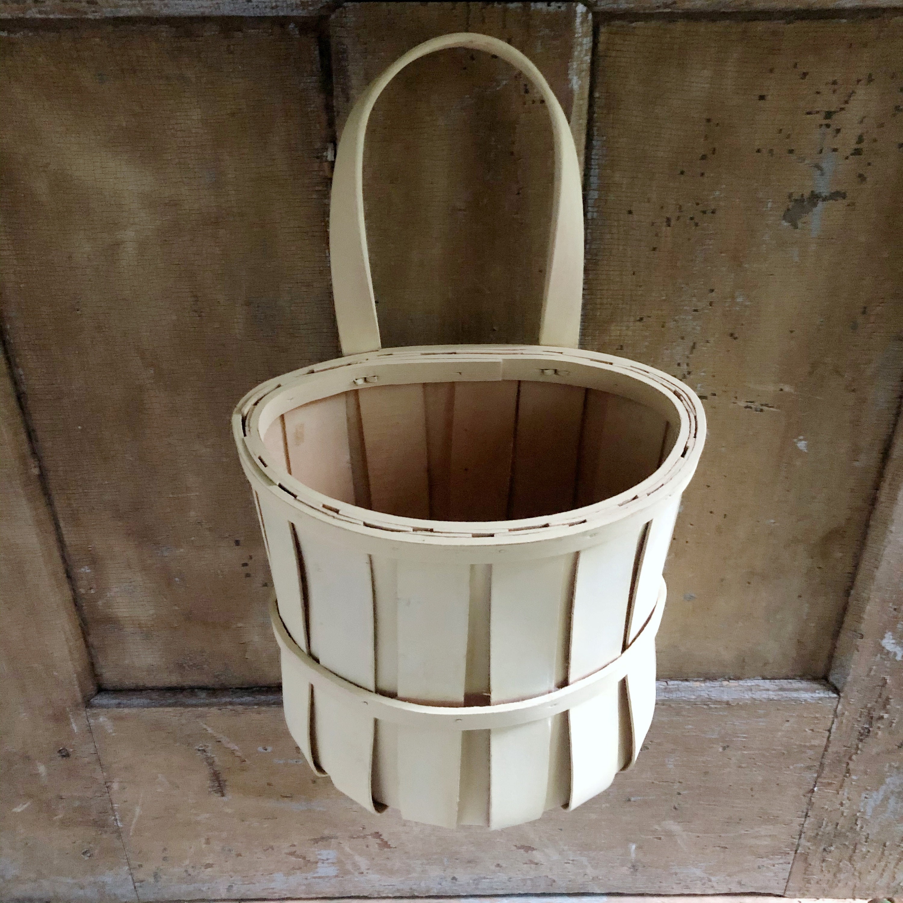 Vintage Slatted Wood Wall Basket - Etsy