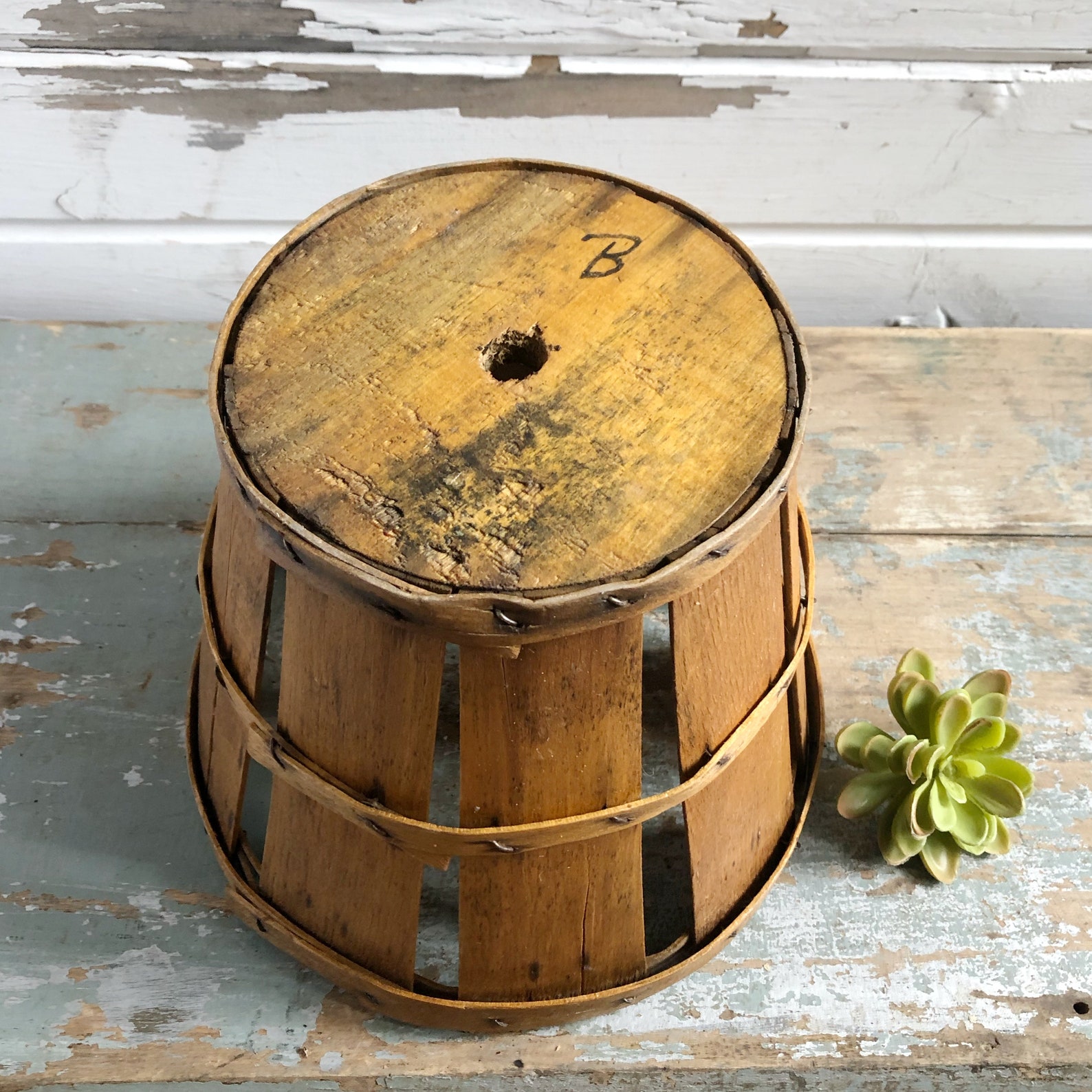 Vintage Wood Slat Basket for Plant - Etsy