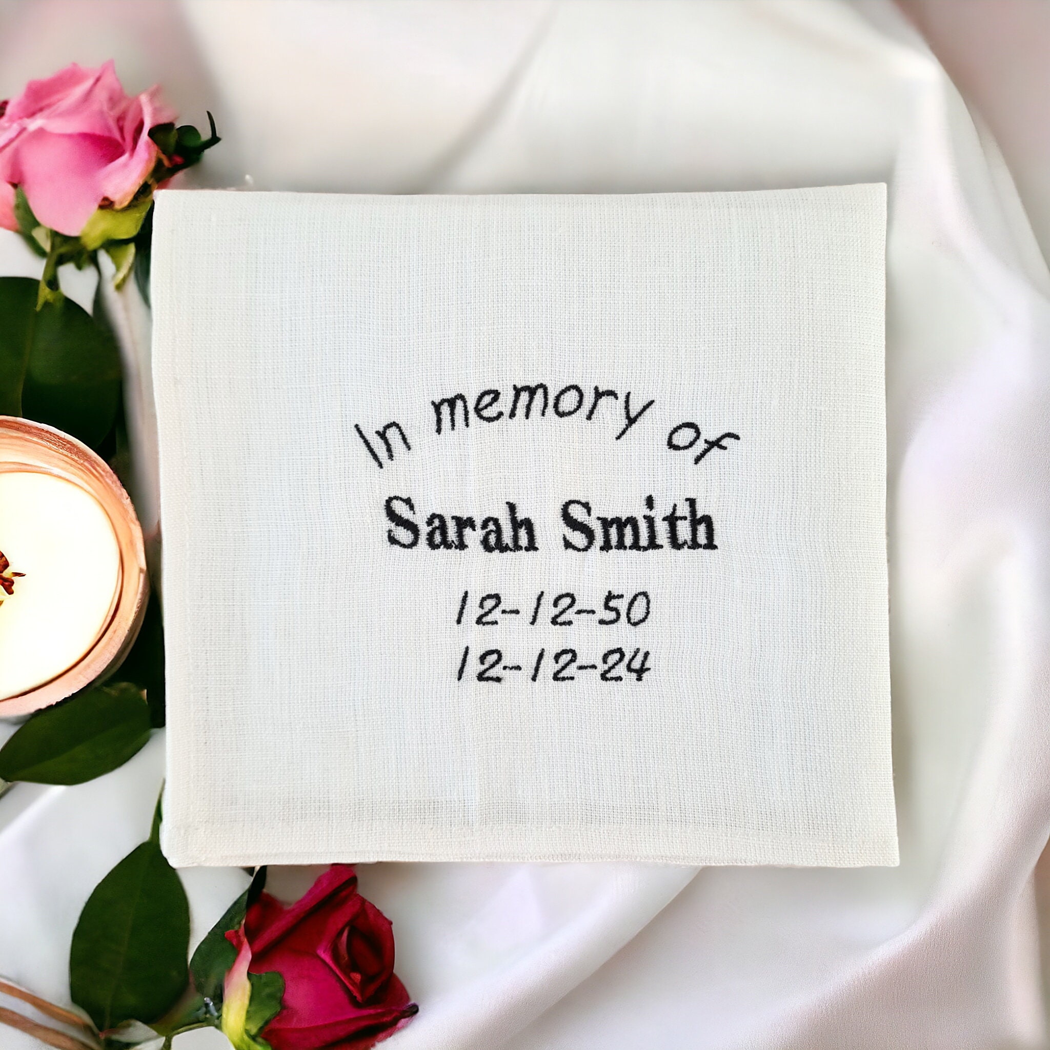 In Loving Memory of Handkerchief Custom Embroidered/ Commemorative ...