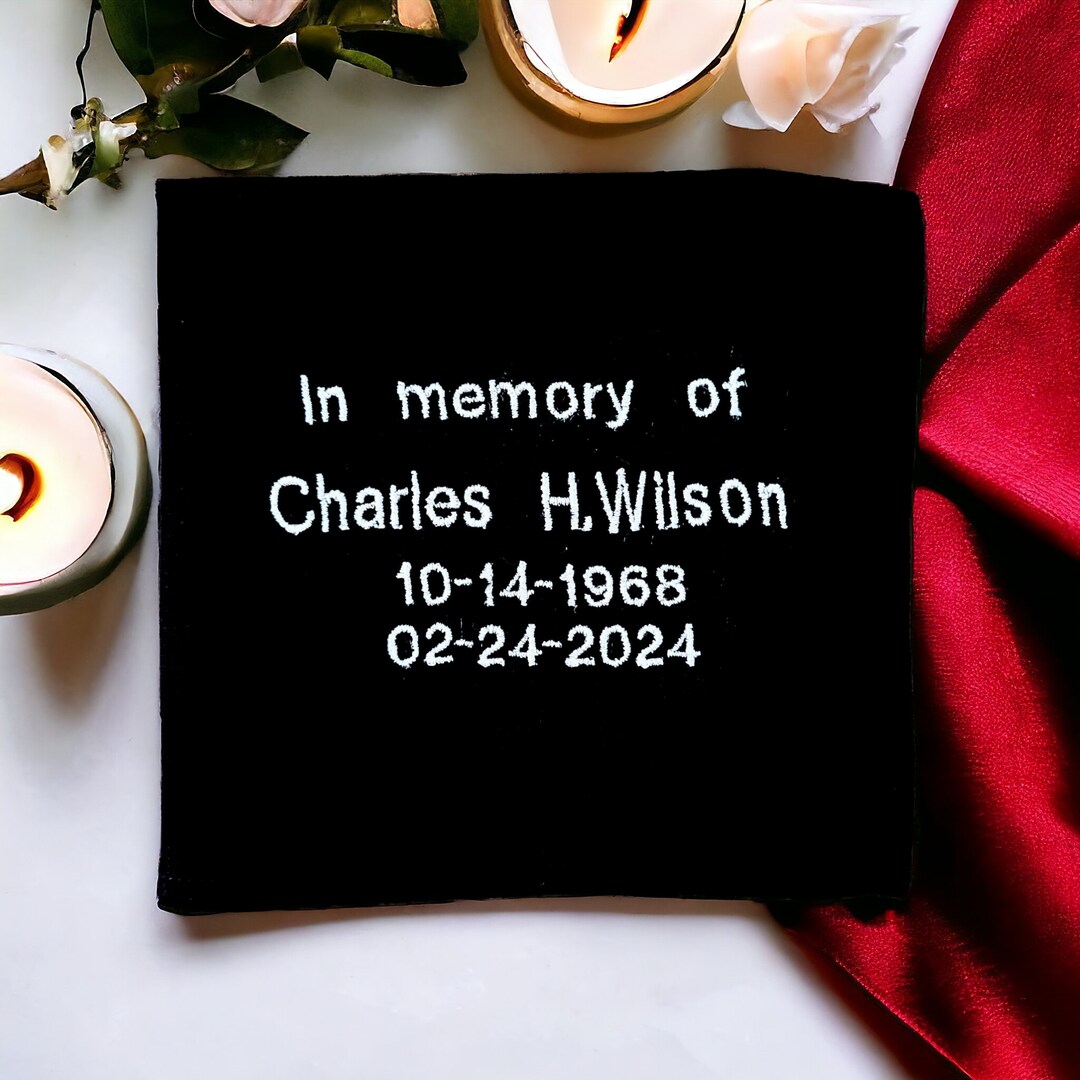 In Memory of Funeral Handkerchief Custom Embroidered/ Commemorative ...