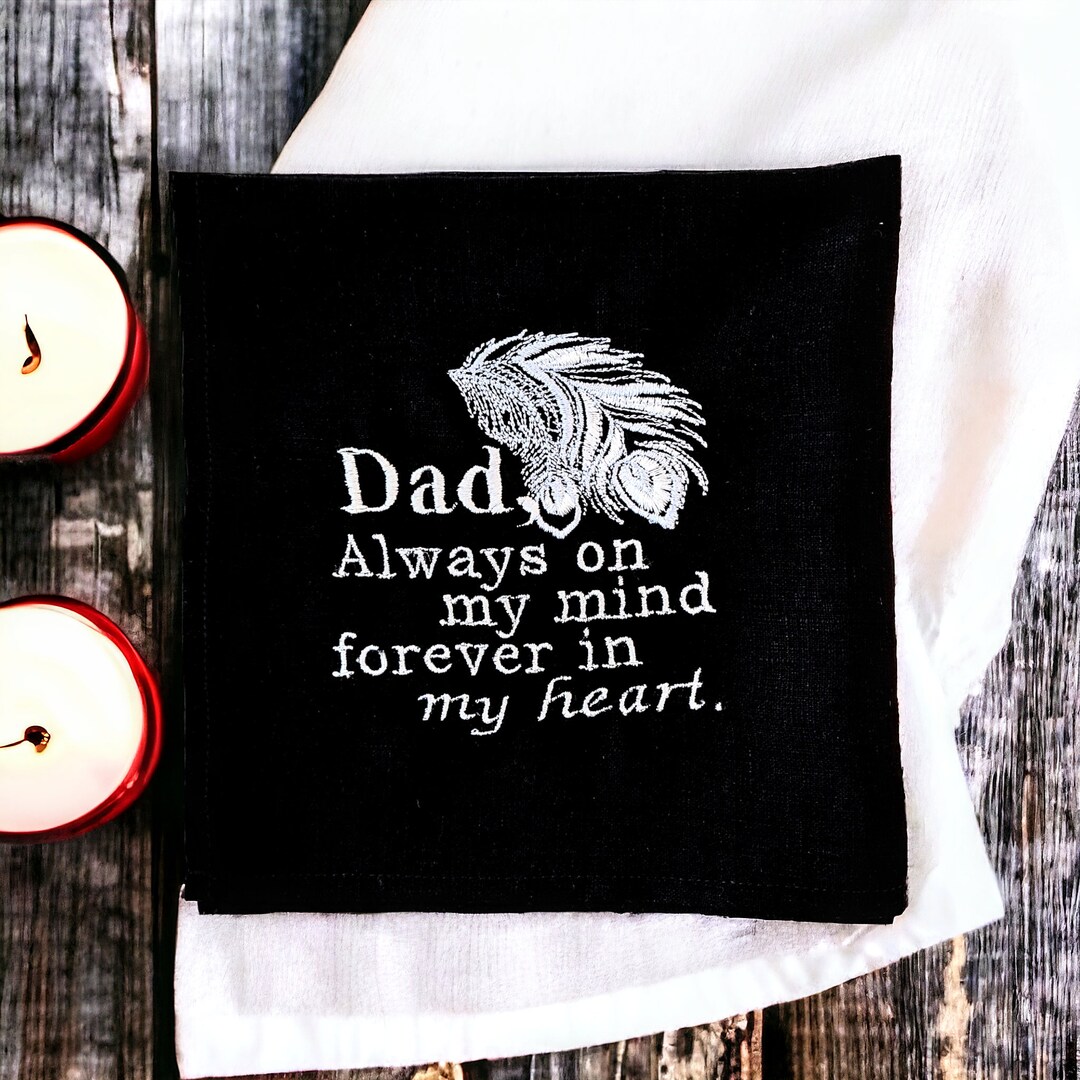 Mourning Handkerchief Custom Embroidered/ Hanky Black Linen/ Grief ...