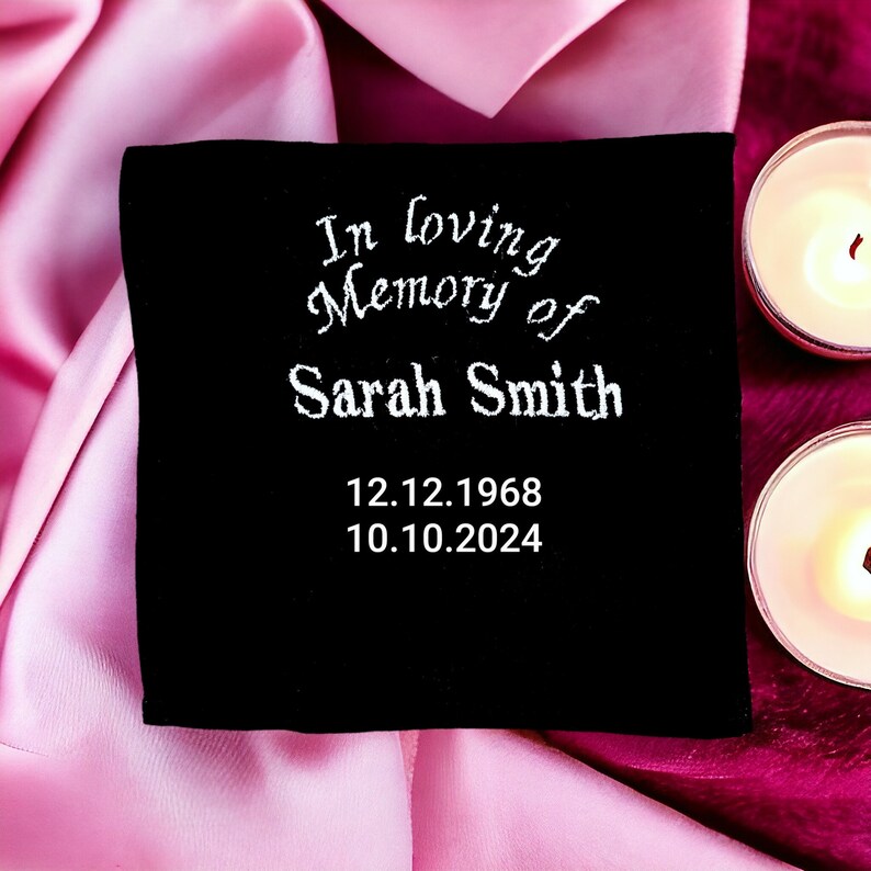 Funeral Handkerchief Custom Embroidered/ Commemorative Condolence Gift ...