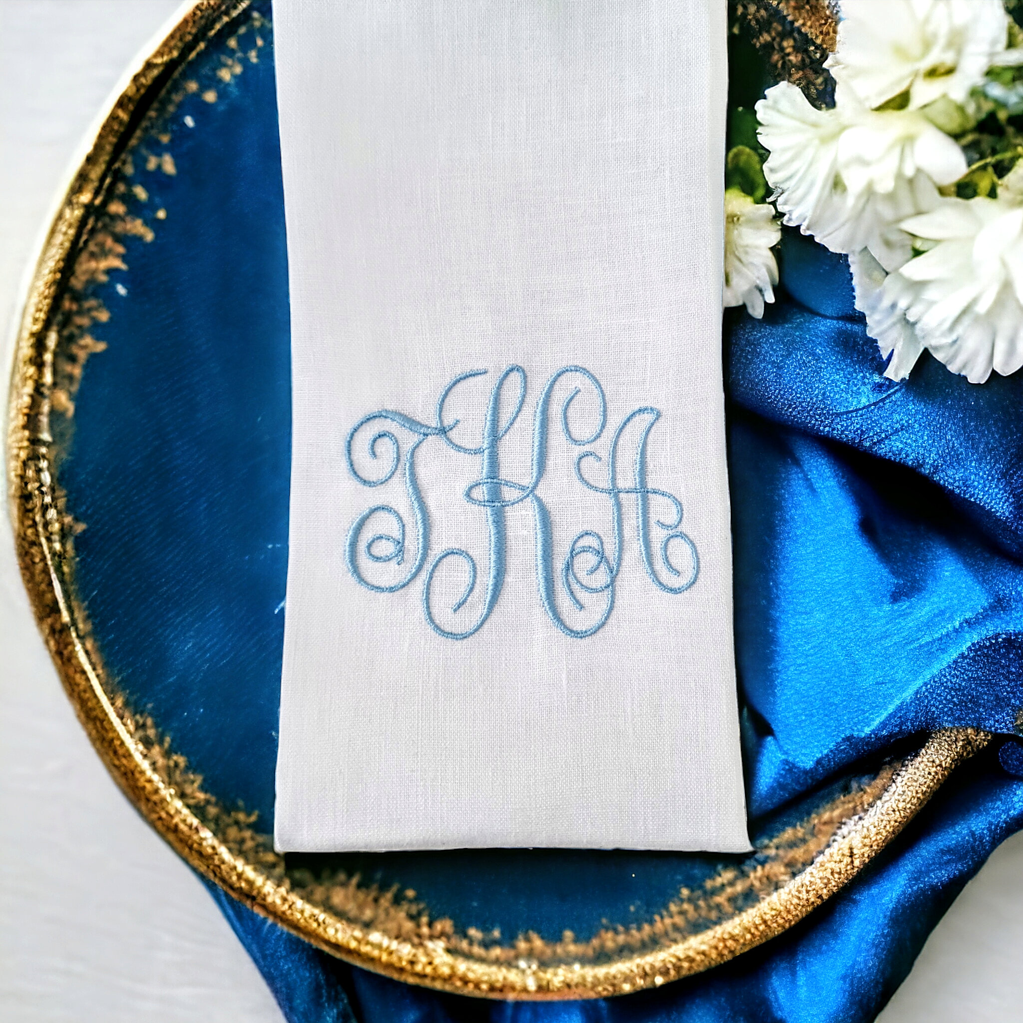 Personalized Cloth Dinner Napkins Linen Set Custom Monogram Embroidered ...