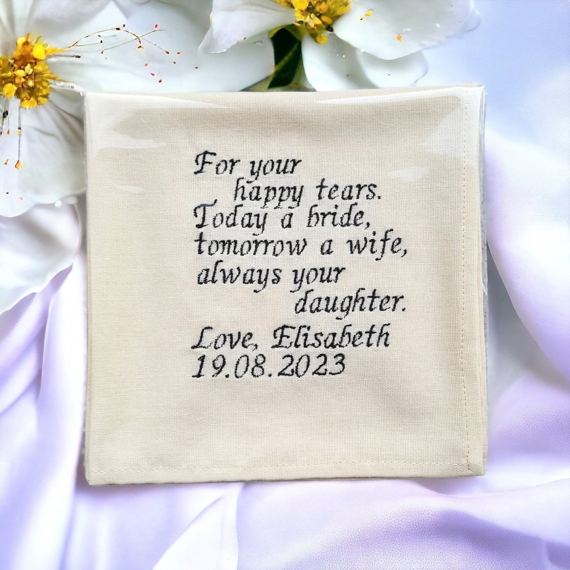 Custom Embroidered Handkerchief Linen/ Wedding Hankie Personalized ...