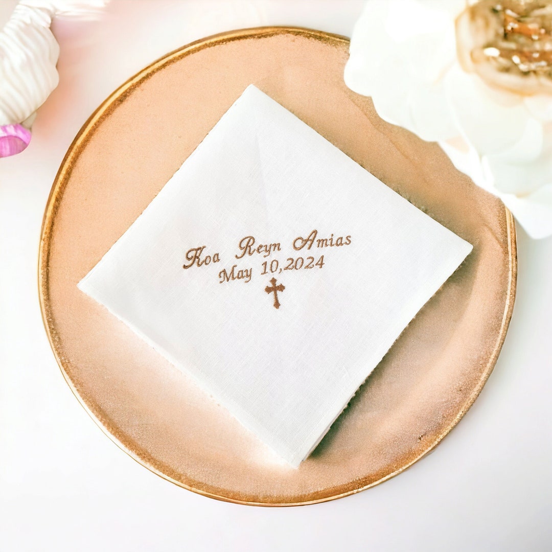 First Communion Boy/ Girl Gift/ Handkerchief Custom Embroidered ...