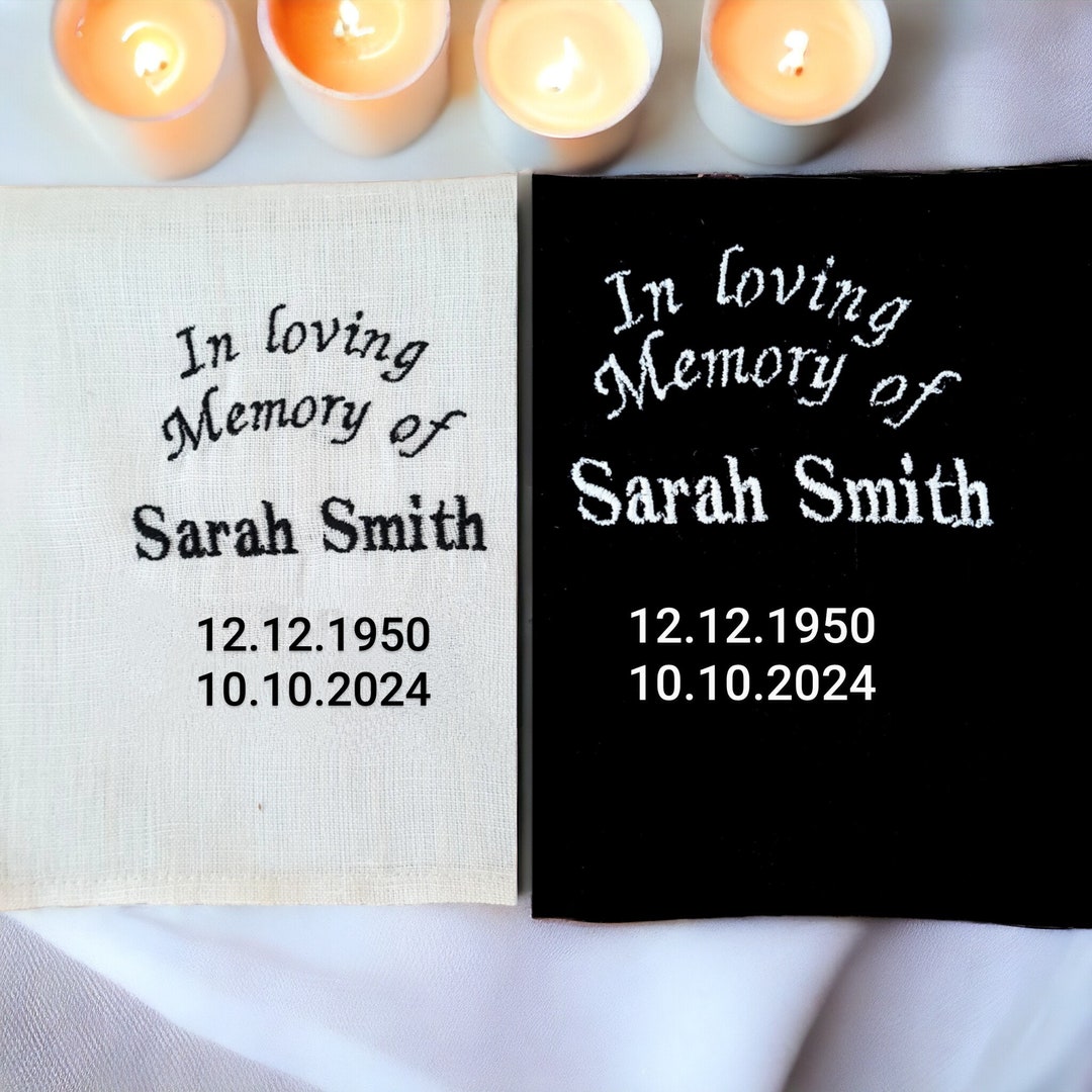 Mourning Hanky/ Custom Embroidered Handkerchief/ Grief Bereavement Gift ...