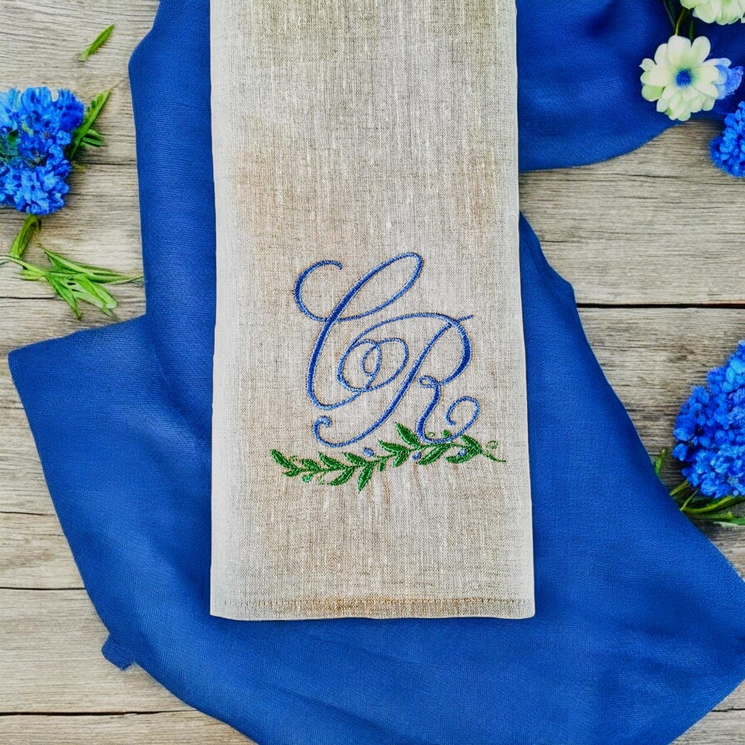 Paños de cocina de lino con monograma/Toallas de mano con iniciales ...